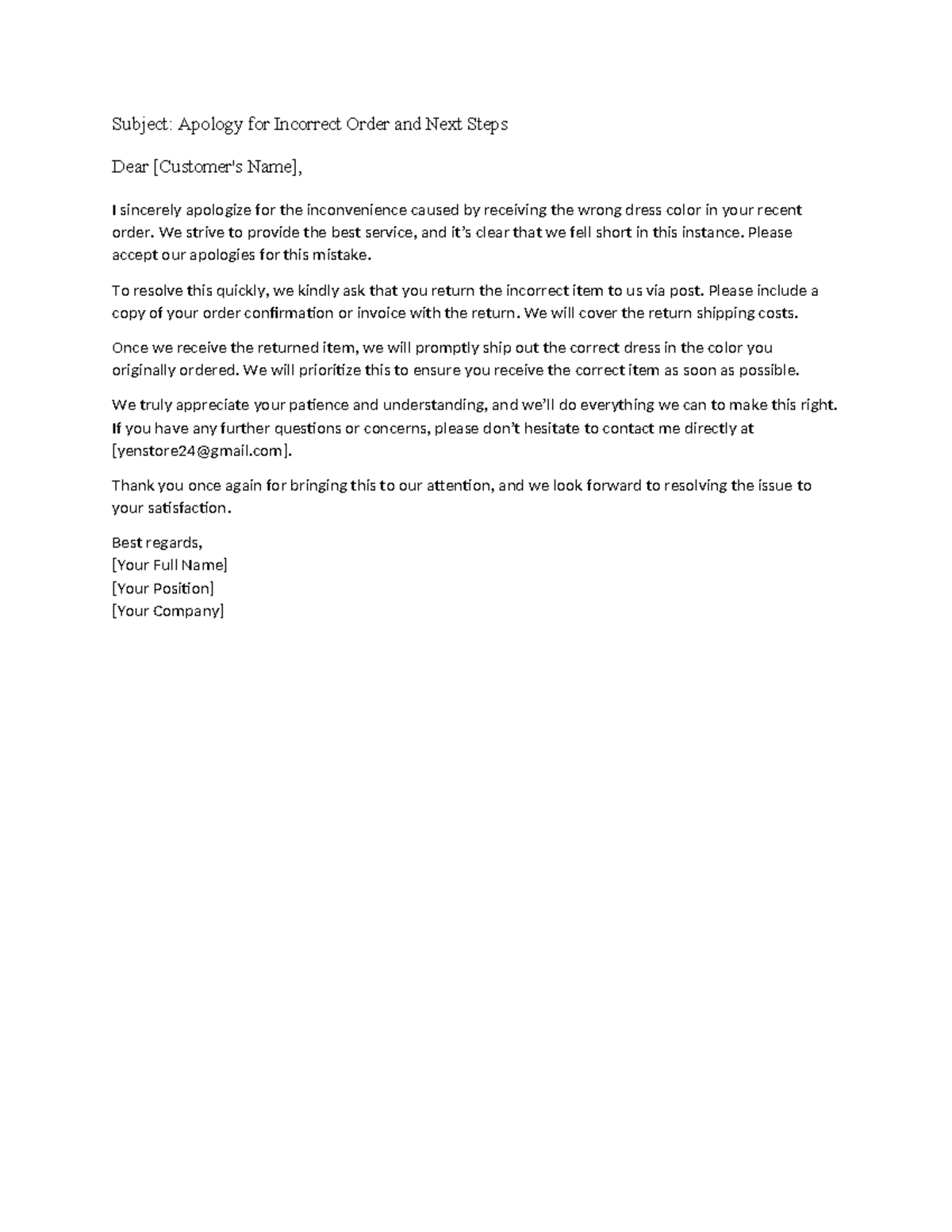 Email - dgdfg - Subject: Apology for Incorrect Order and Next Steps ...