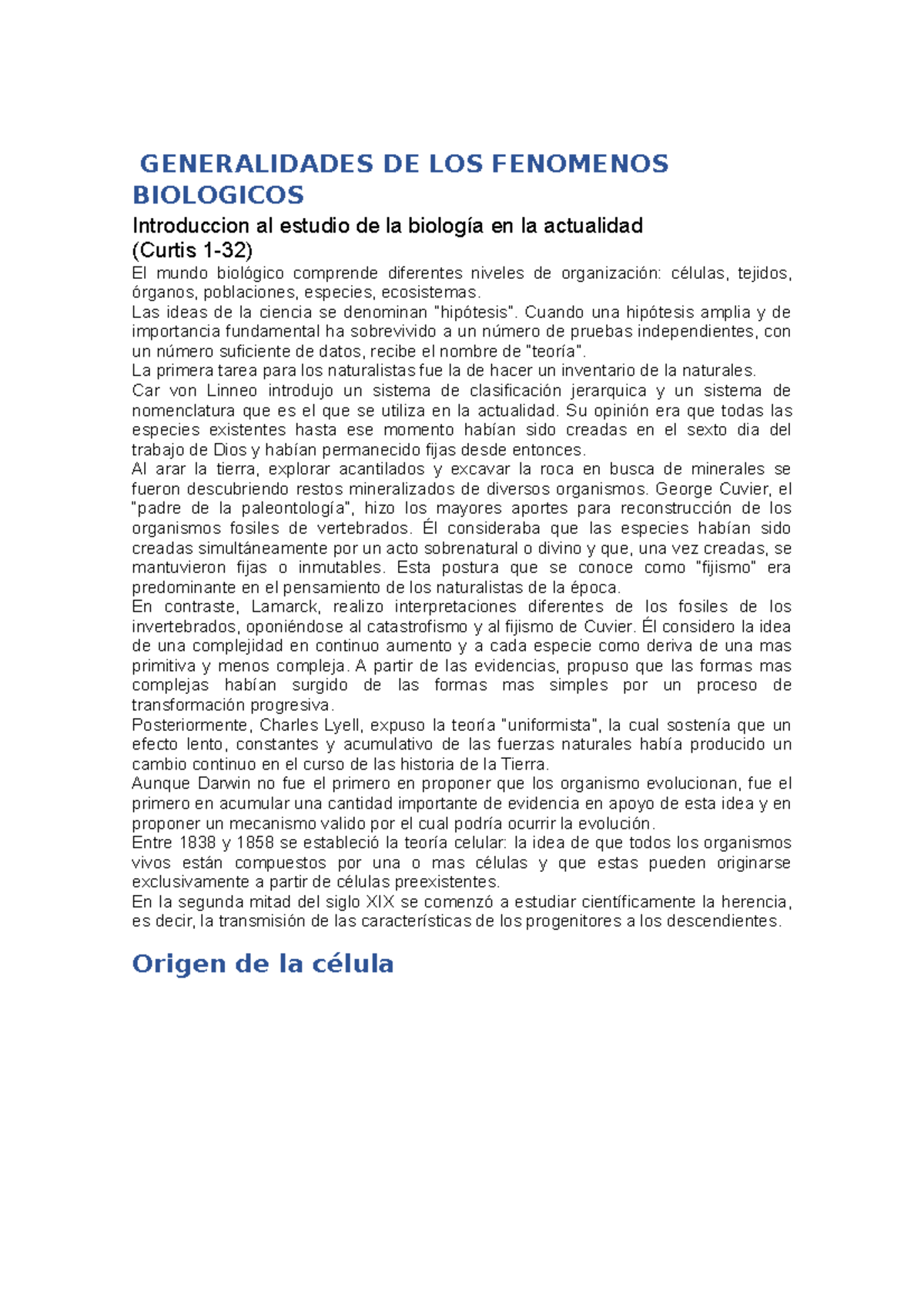 Generalidades DE LOS Fenomenos Biologicos - GENERALIDADES DE LOS ...