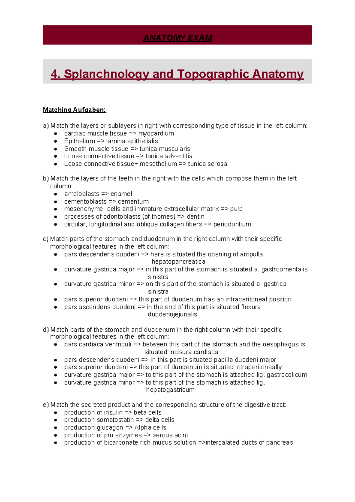 Anatomy Exam - 4: Splanchnology & Topographic Anatomy Review Notes ...