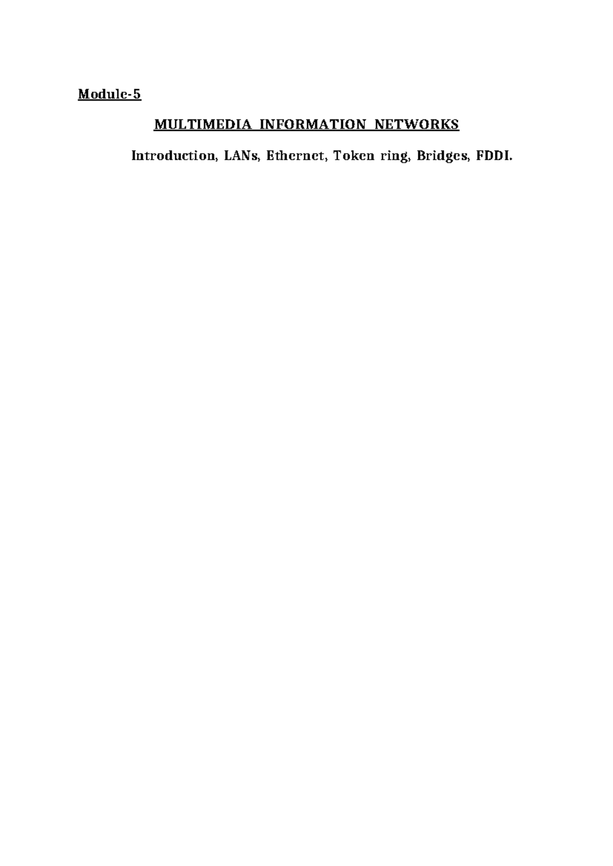 Multimedia Communication Module 5 Notes: LANs, Ethernet, and Token Ring ...