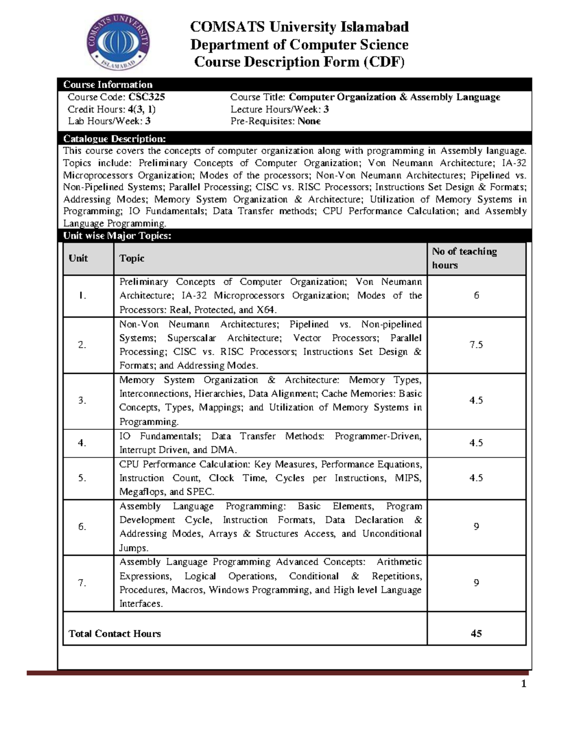 CSC325 Computer Organization & Assembly Language CDF Overview - Studocu