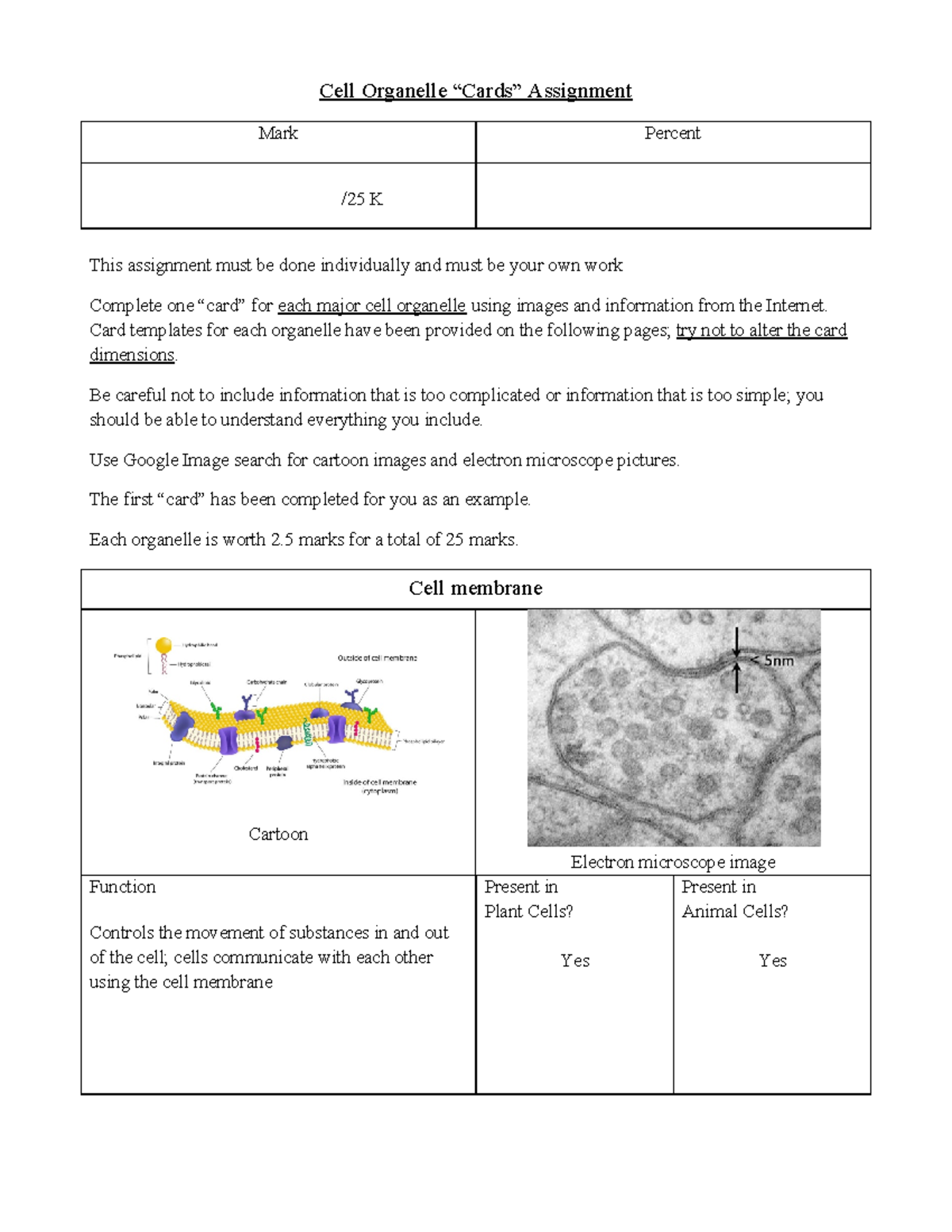 1.1 - Cell Organelle Assignment-2-9 - Cell Organelle “Cards” Assignment ...