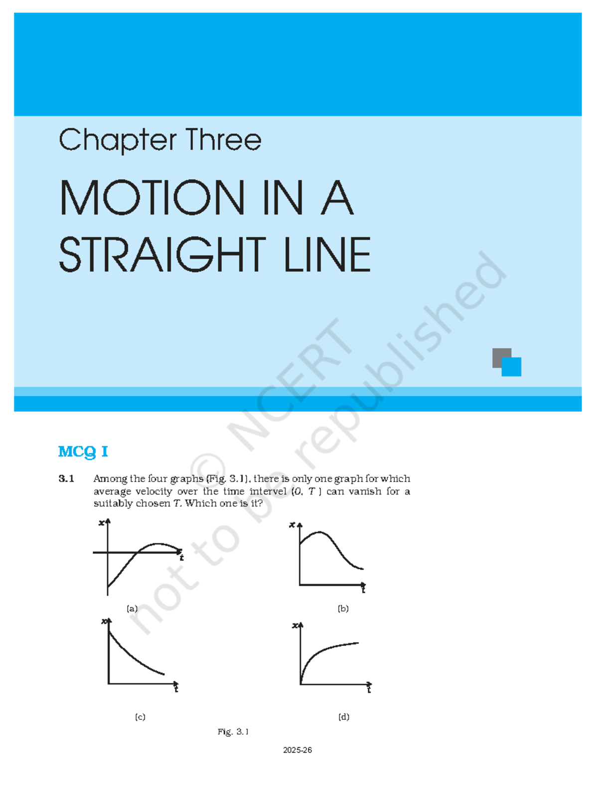 Chapter 3: Motion in a Straight Line MCQs and Exemplar Problems - Studocu