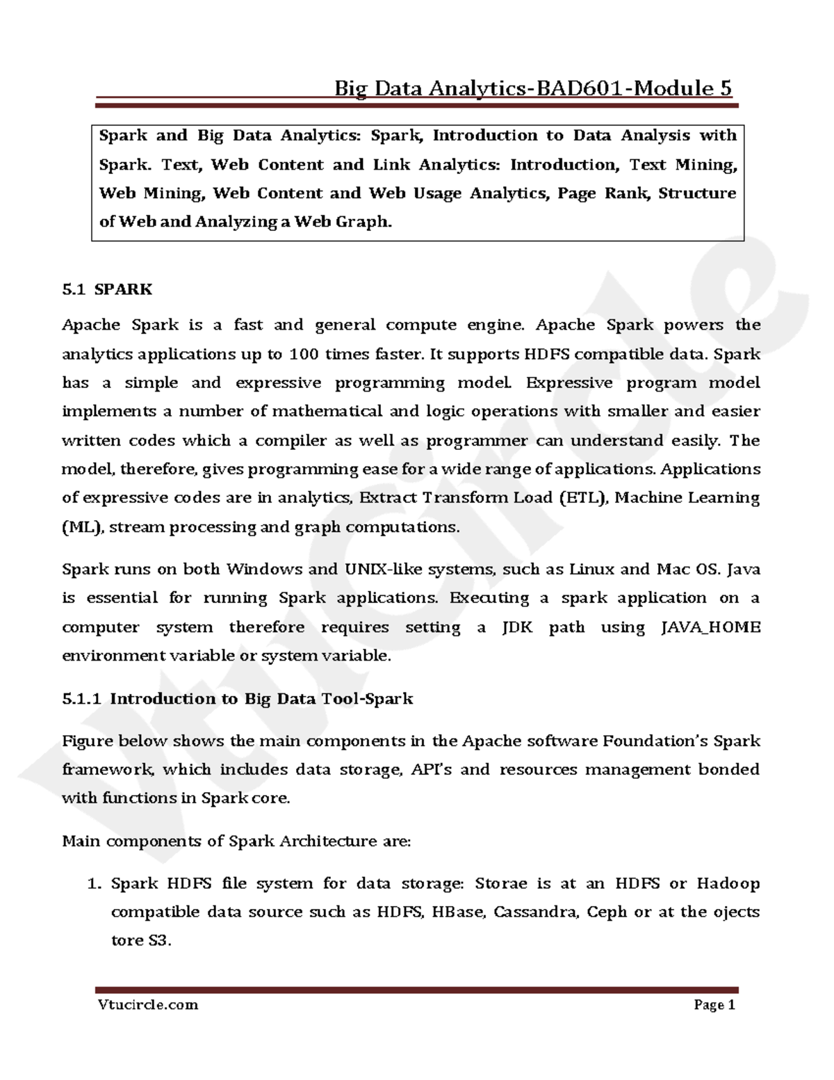 BAD601 Module 5: Introduction to Spark and Big Data Analytics - Studocu