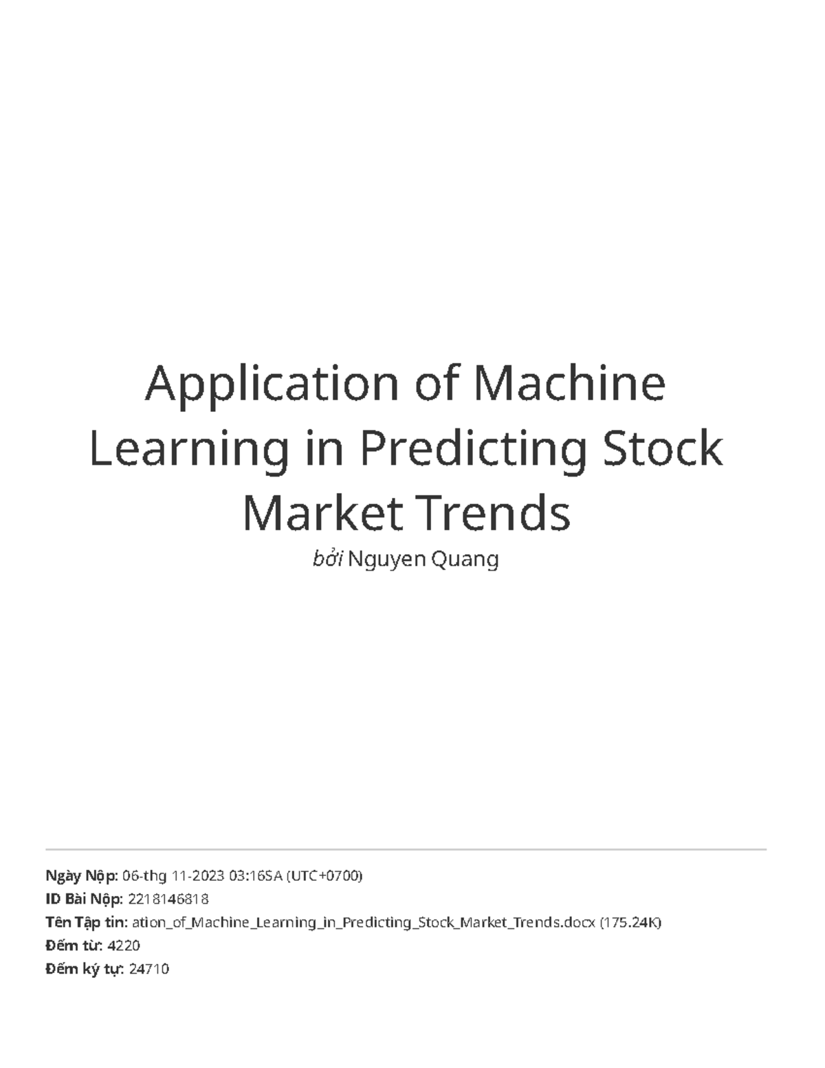 Application of Machine Learning in Predicting Stock Market Trends ...