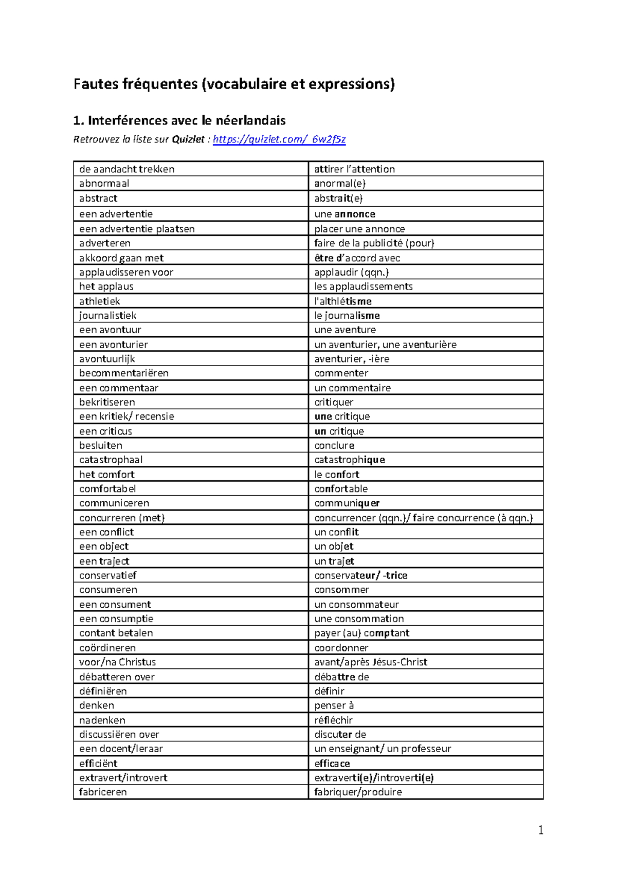 Fautes Fréquentes en Vocabulaire et Expressions (Cours de Français ...