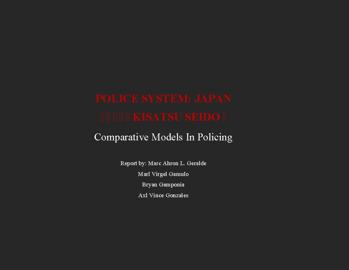 Comparative Police Models in Japan: An Overview of the System - Studocu