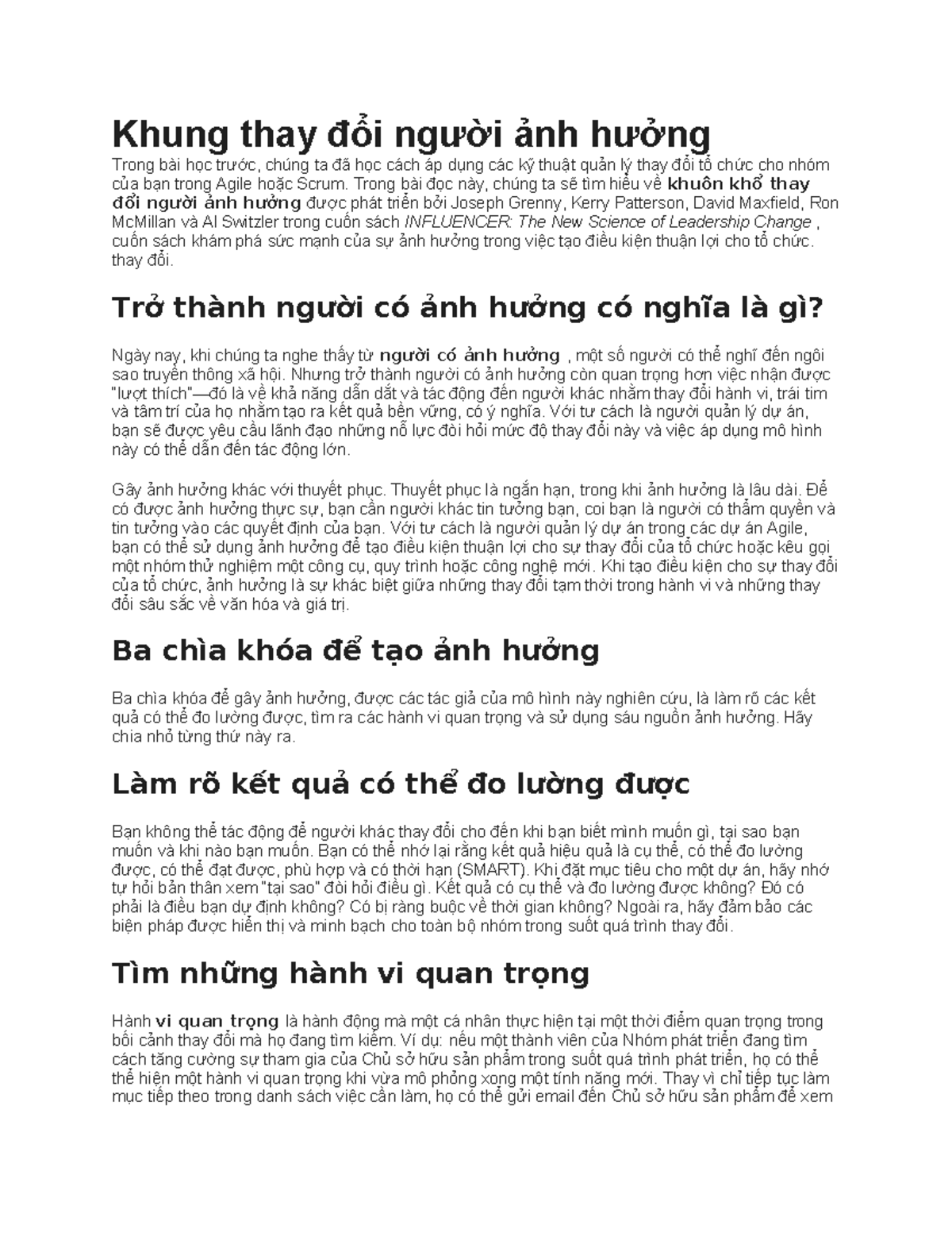 01 The influencer change framework - Khung thay đổi người ảnh hưởng ...