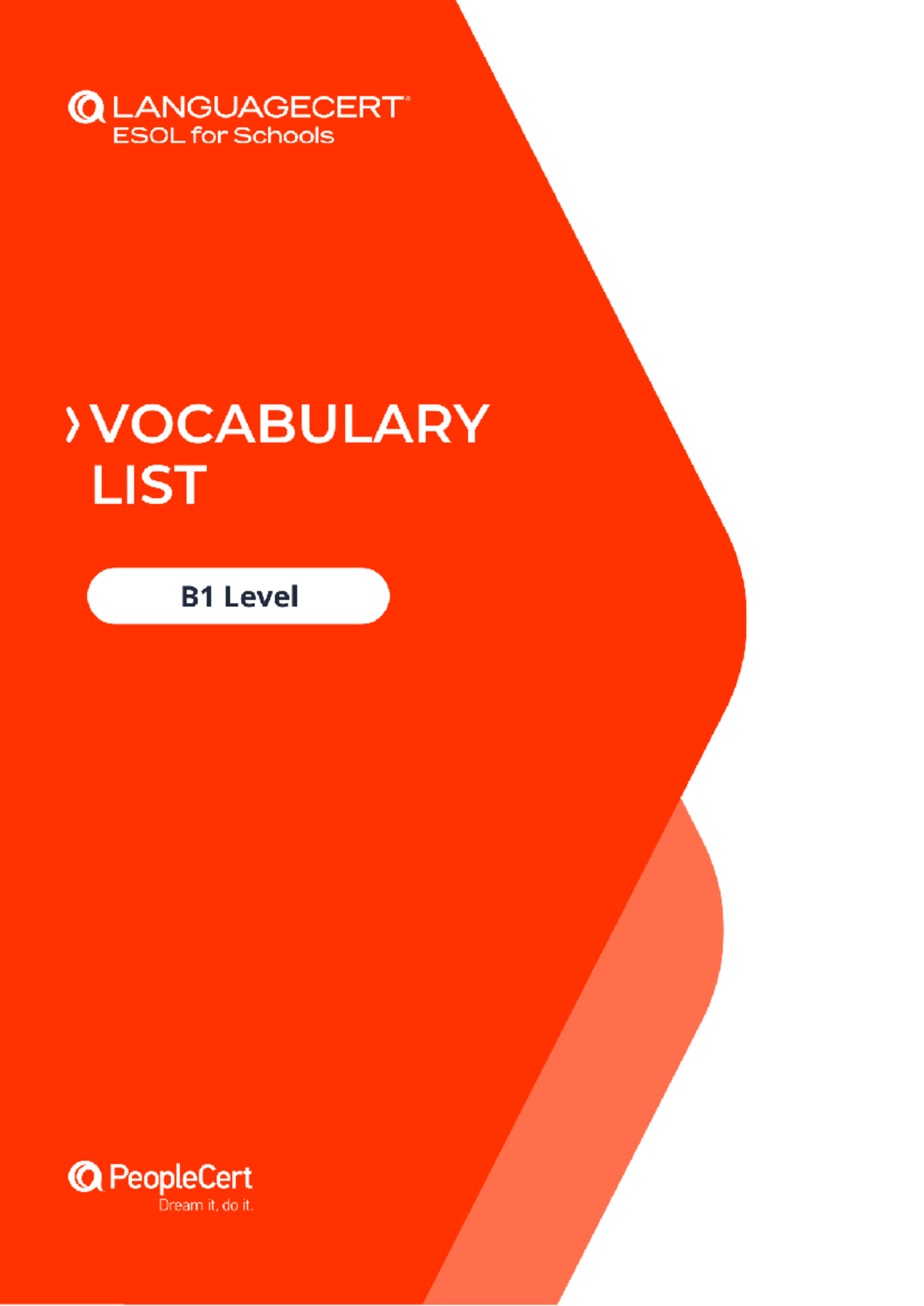 Languagecert ESOL for Schools B1 Vocabulary List 2025 - Studocu