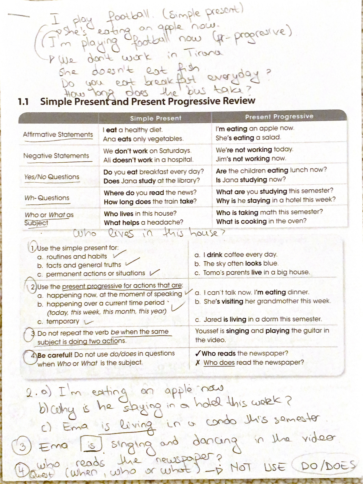 1 - Simple Present, Present Progressive and Stative verbs review - I ...