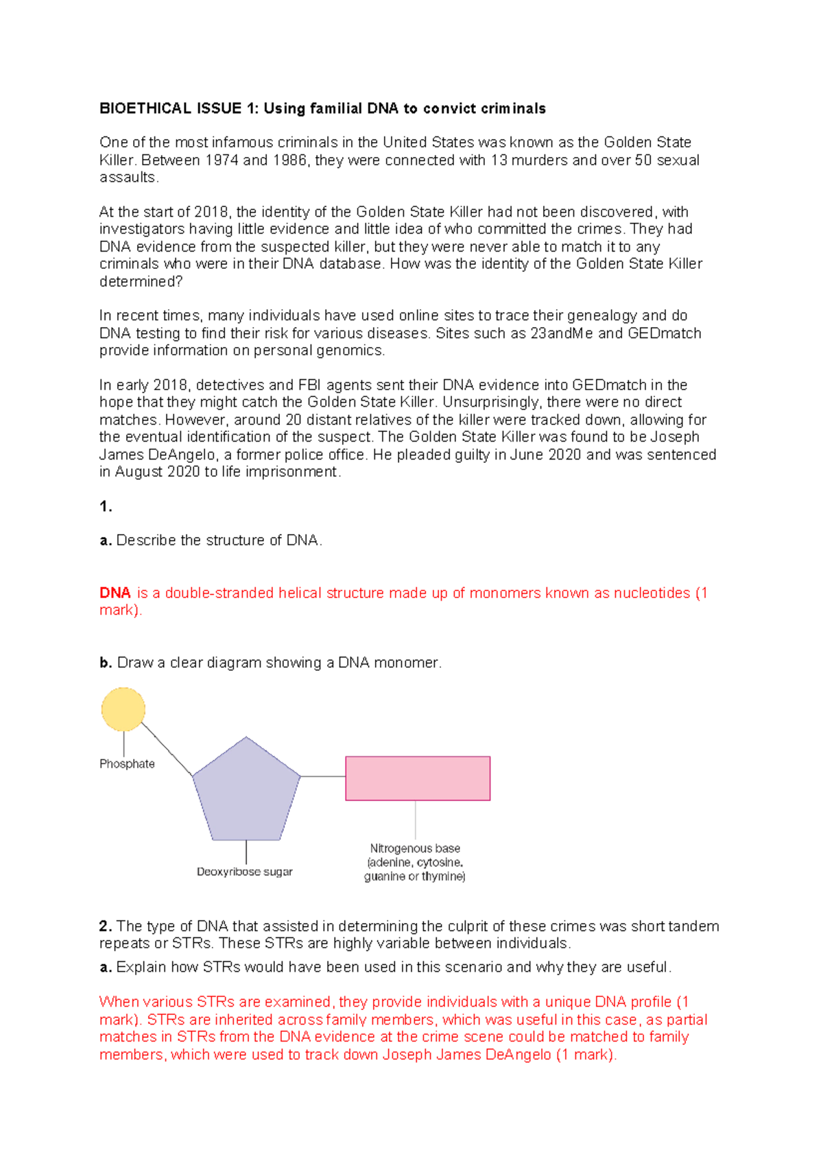 practise sac biology genetics unit 3 aos 1 - BIOETHICAL ISSUE 1: Using ...