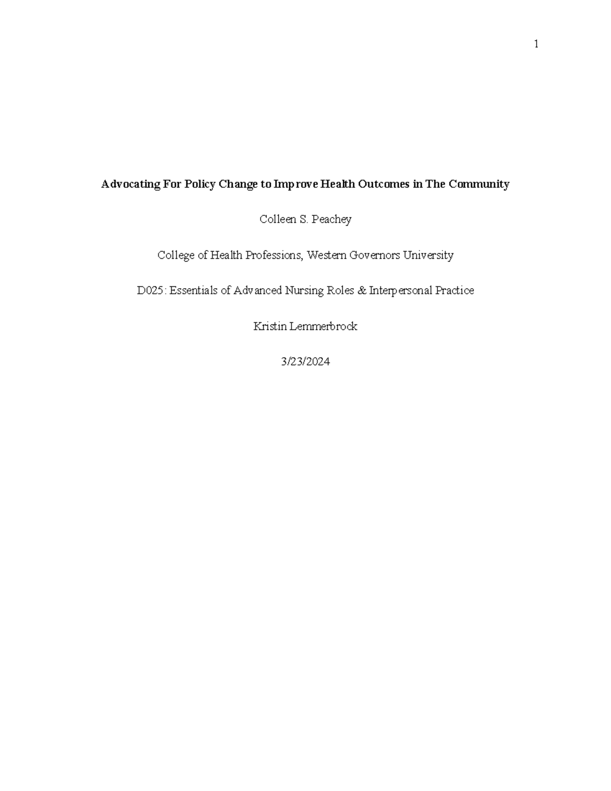 AWM2 D025 - Advocating for Policy Change to Enhance Health Equity in ...