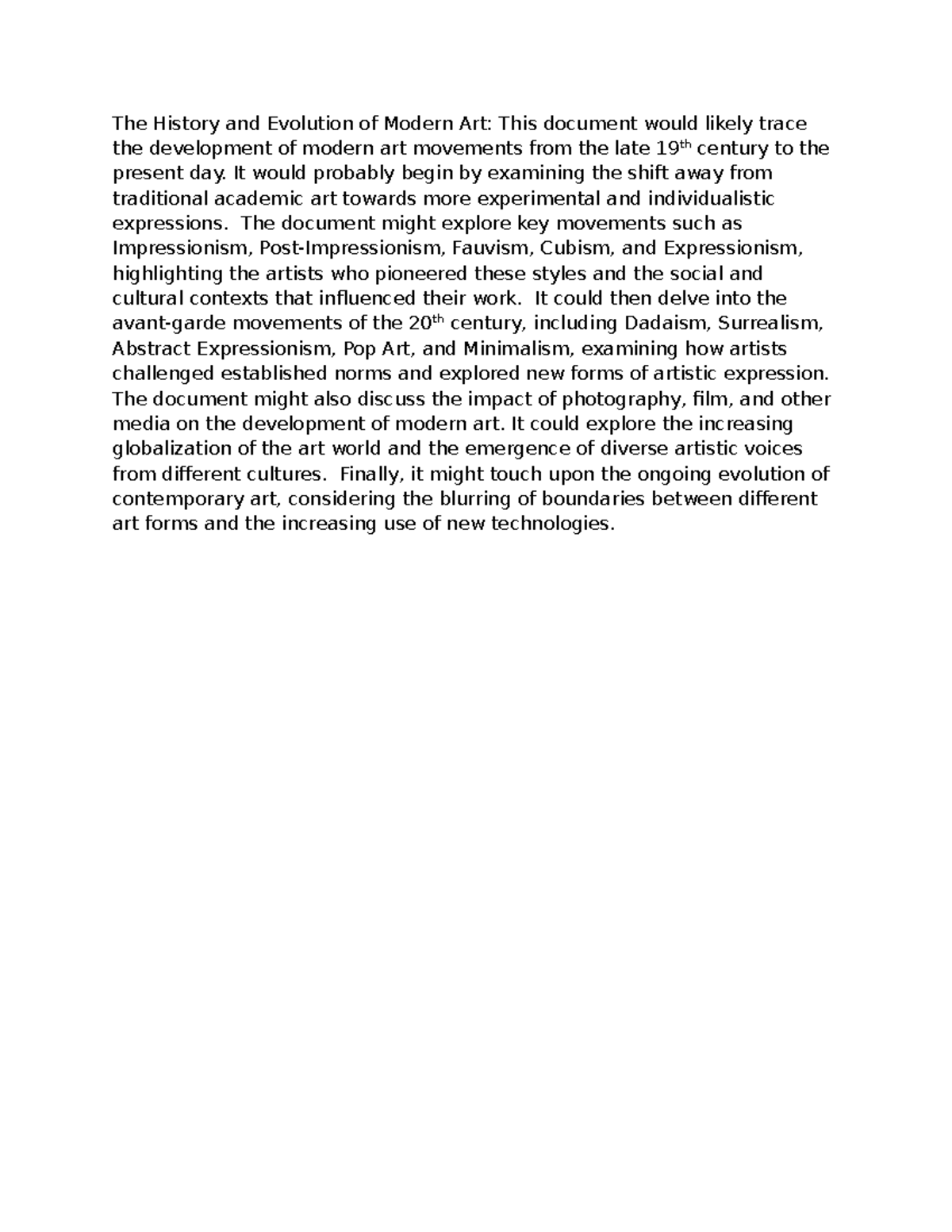 The History and Evolution of Modern Art - It would probably begin by ...