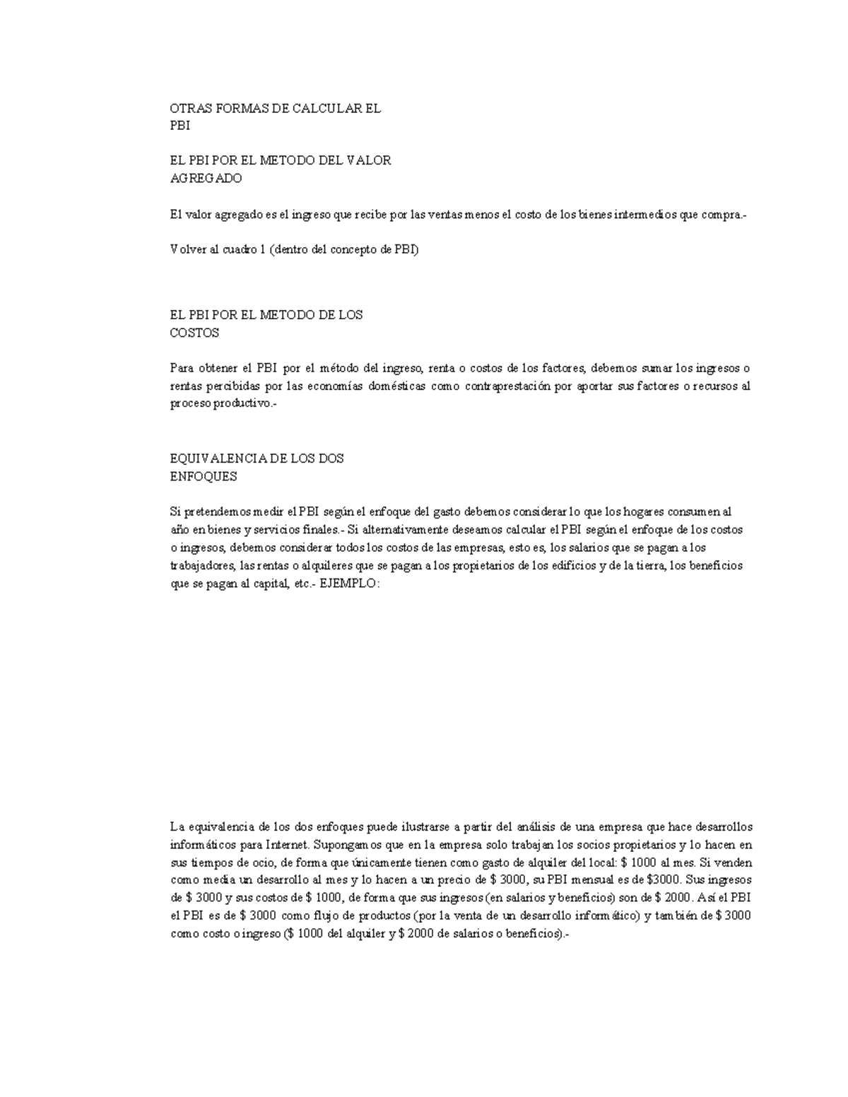 4 Clase: Otros Métodos de Cálculo del PBI y su Valor Agregado - Studocu