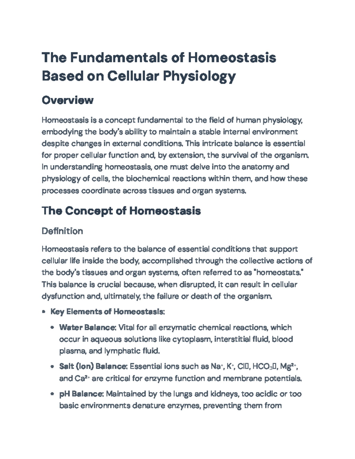 Cellular Physiology: Homeostasis Fundamentals & Key Mechanisms - Studocu