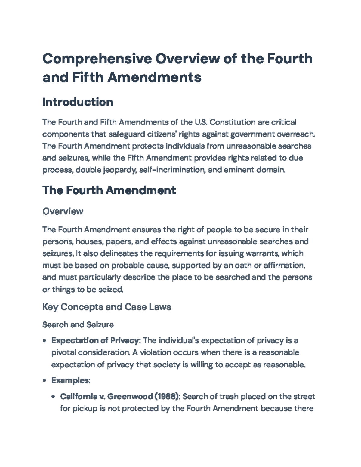 Comprehensive Guide to Fourth & Fifth Amendments: Key Rights & Cases ...