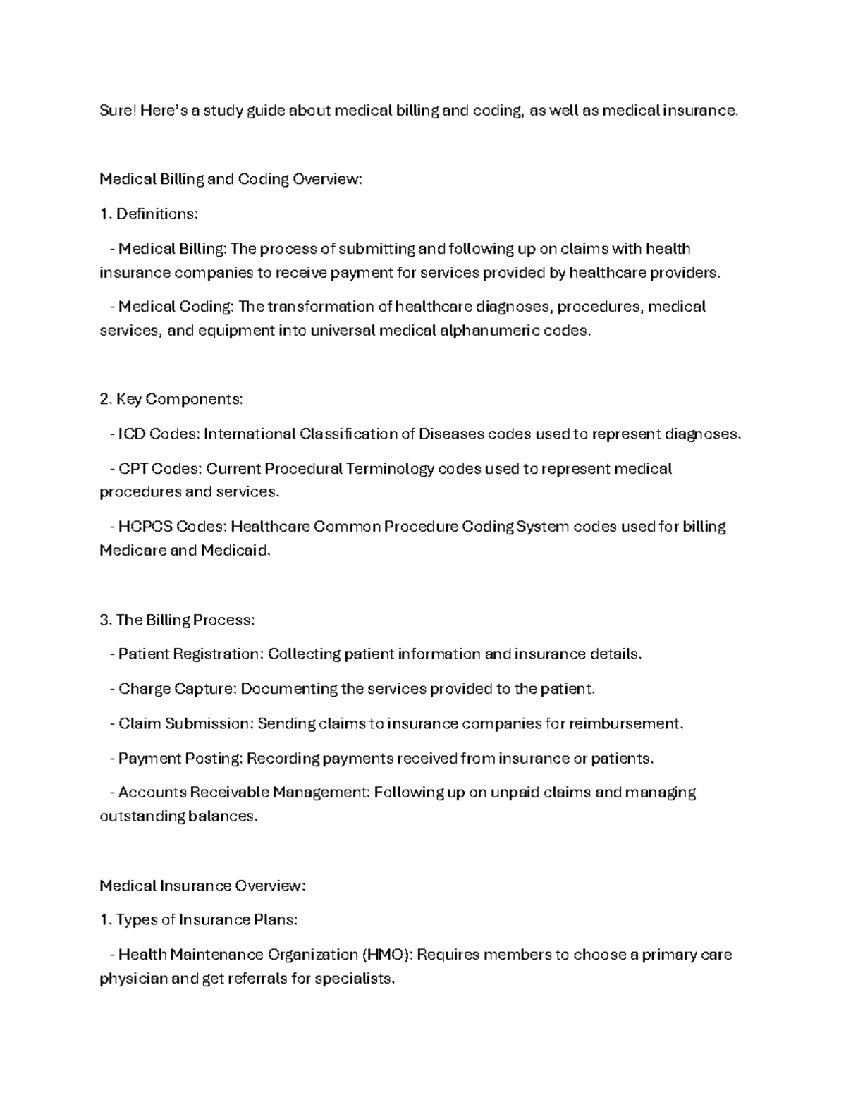 Medical Billing and Coding (MBC 101): Key Concepts & Processes Study ...