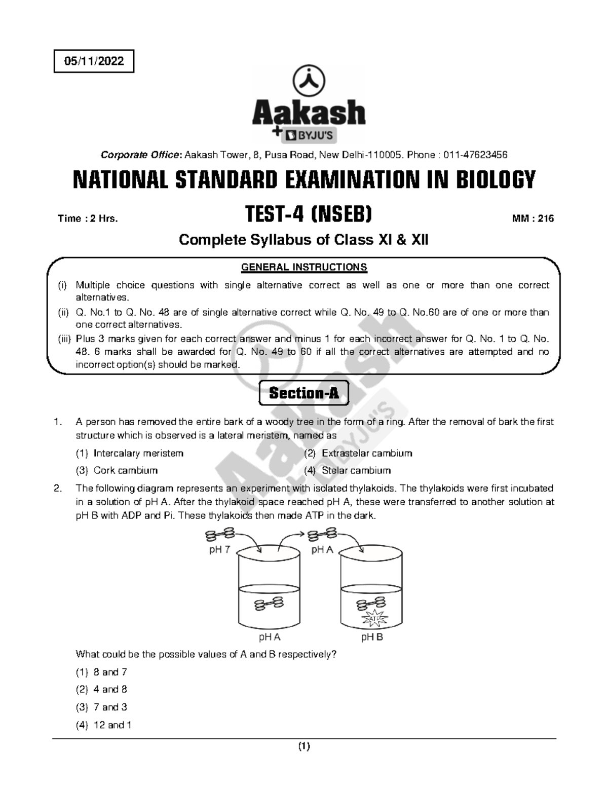 NSEB Paper 4 - ... - Corporate Office: Aakash Tower, 8, Pusa Road, New ...