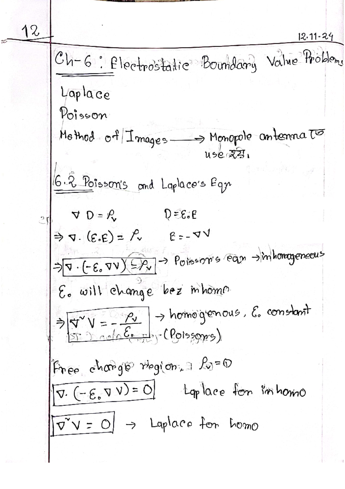 Sagar Sir Cls Note (Ch 6) - 12 12.11 6: Electrostatic Boundary Value ...