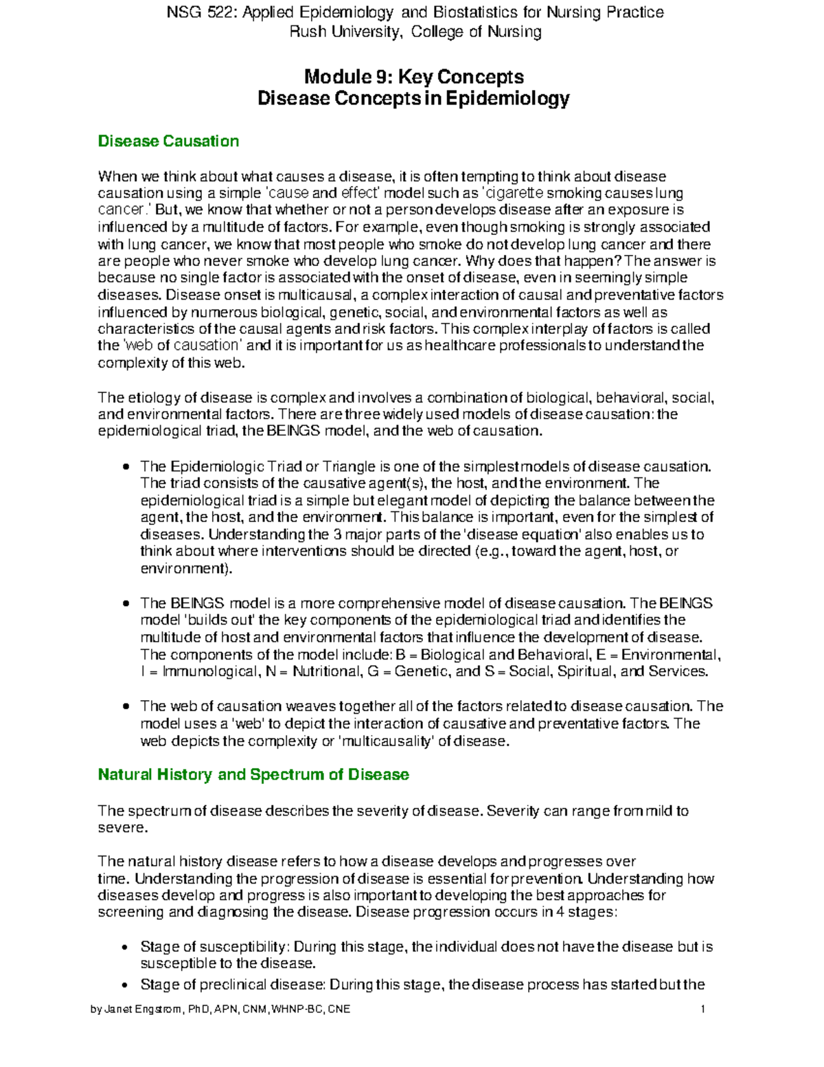 Module 9 Key concpets - NSG 522: Applied Epidemiology and Biostatistics ...