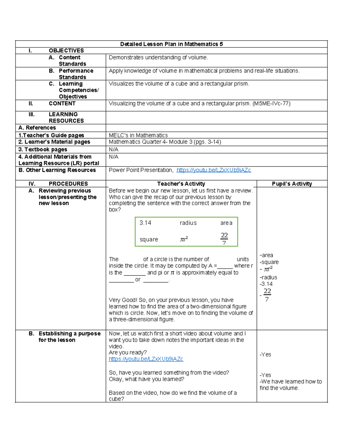 Ortiz-DLP-MATH- Q4 W2 - Lesson Plan in Math 5 - Detailed Lesson Plan in Mathematics 5 I ...