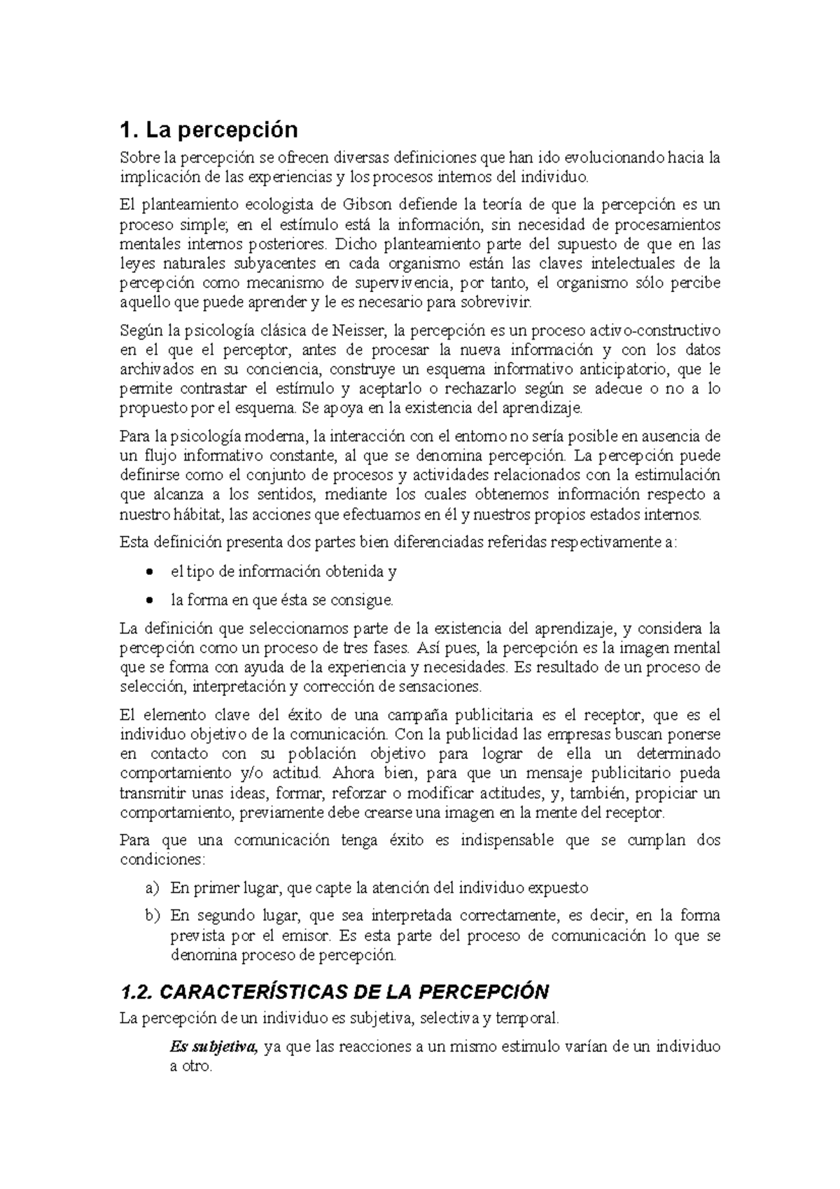 Percepción como funciona y que procesos tiene - 1. La percepción Sobre ...
