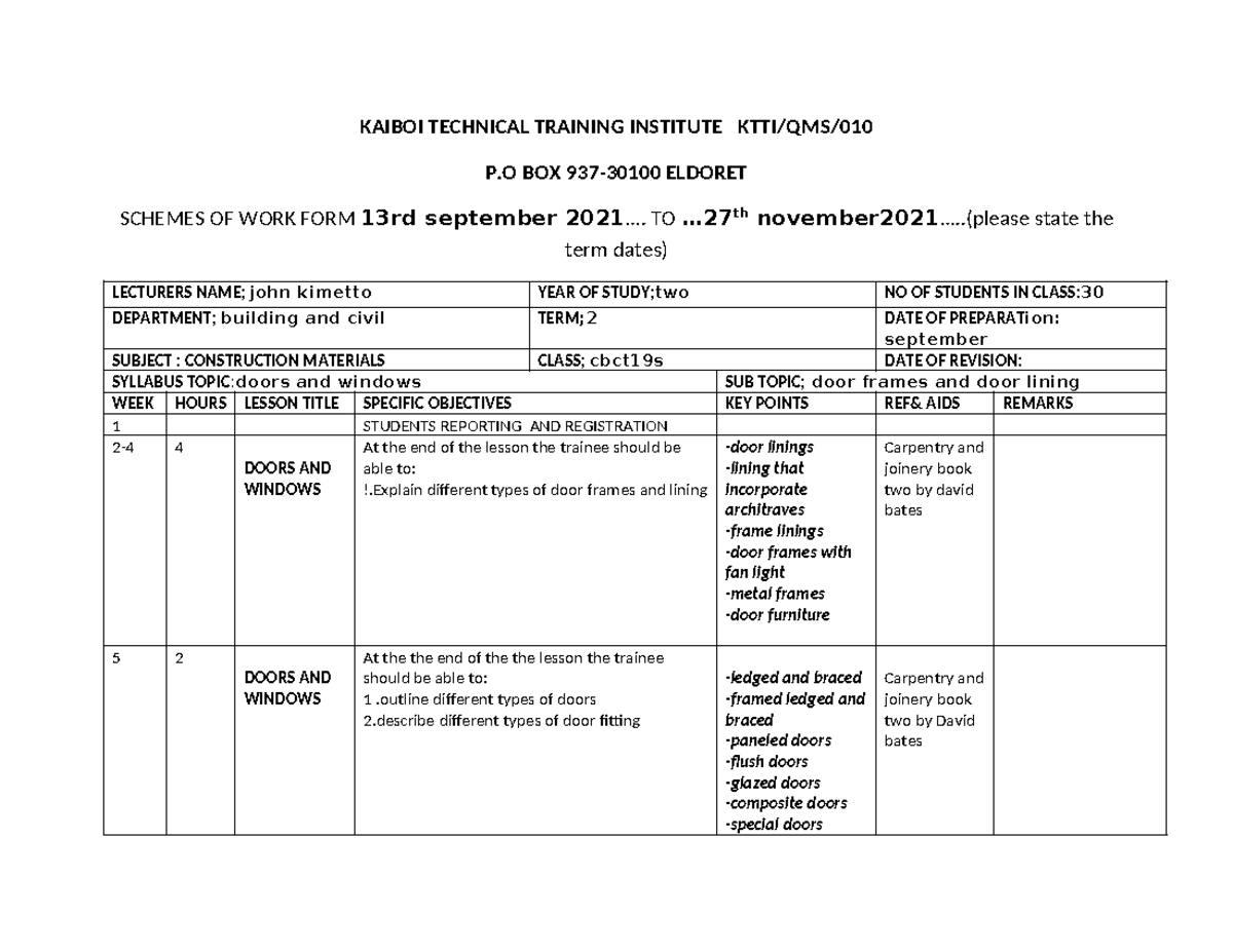 Template Scheme - lklkjjj - KAIBOI TECHNICAL TRAINING INSTITUTE KTTI ...