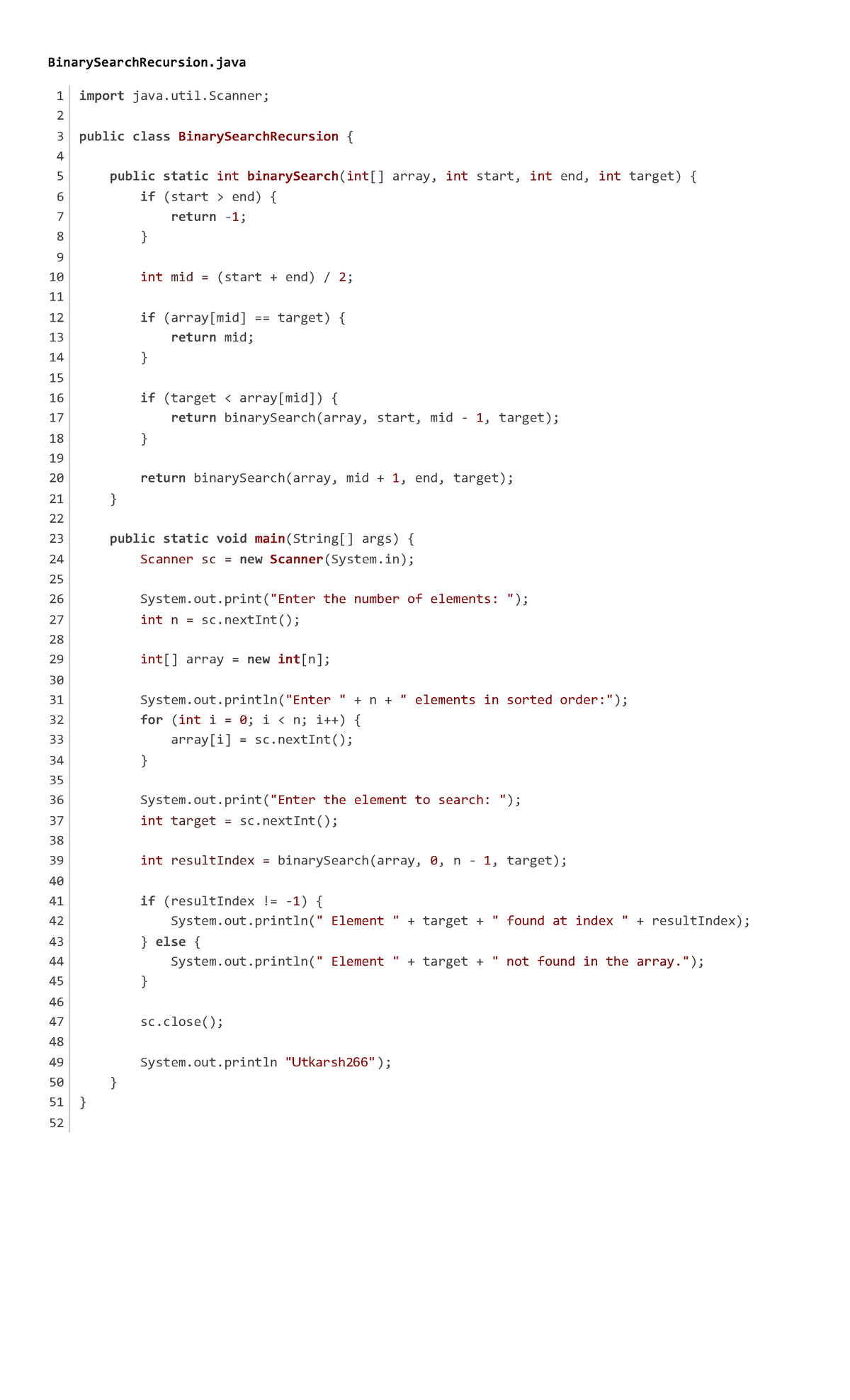 Binary Search Recursion in Java - CS247 - Studocu