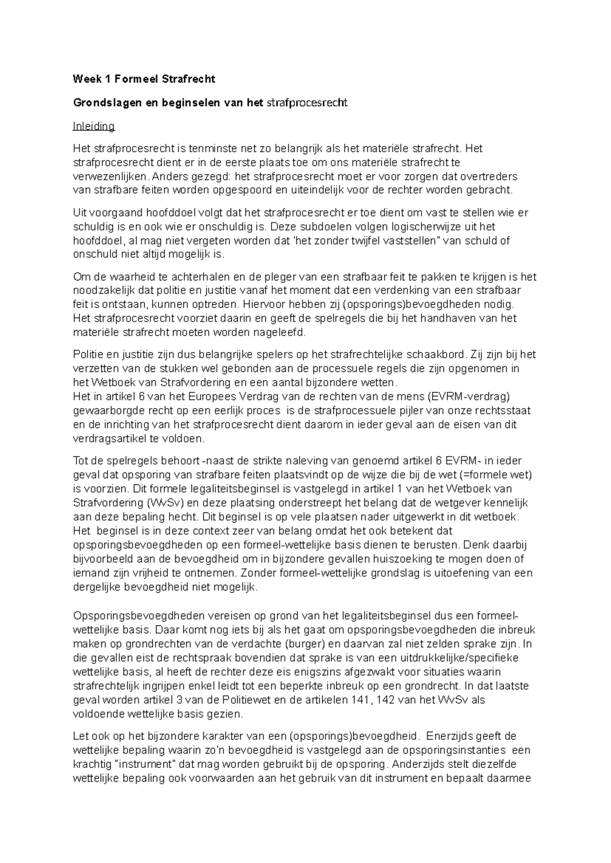 Week 1: Inleiding Formeel Strafrecht en de Basisprincipes - Studeersnel