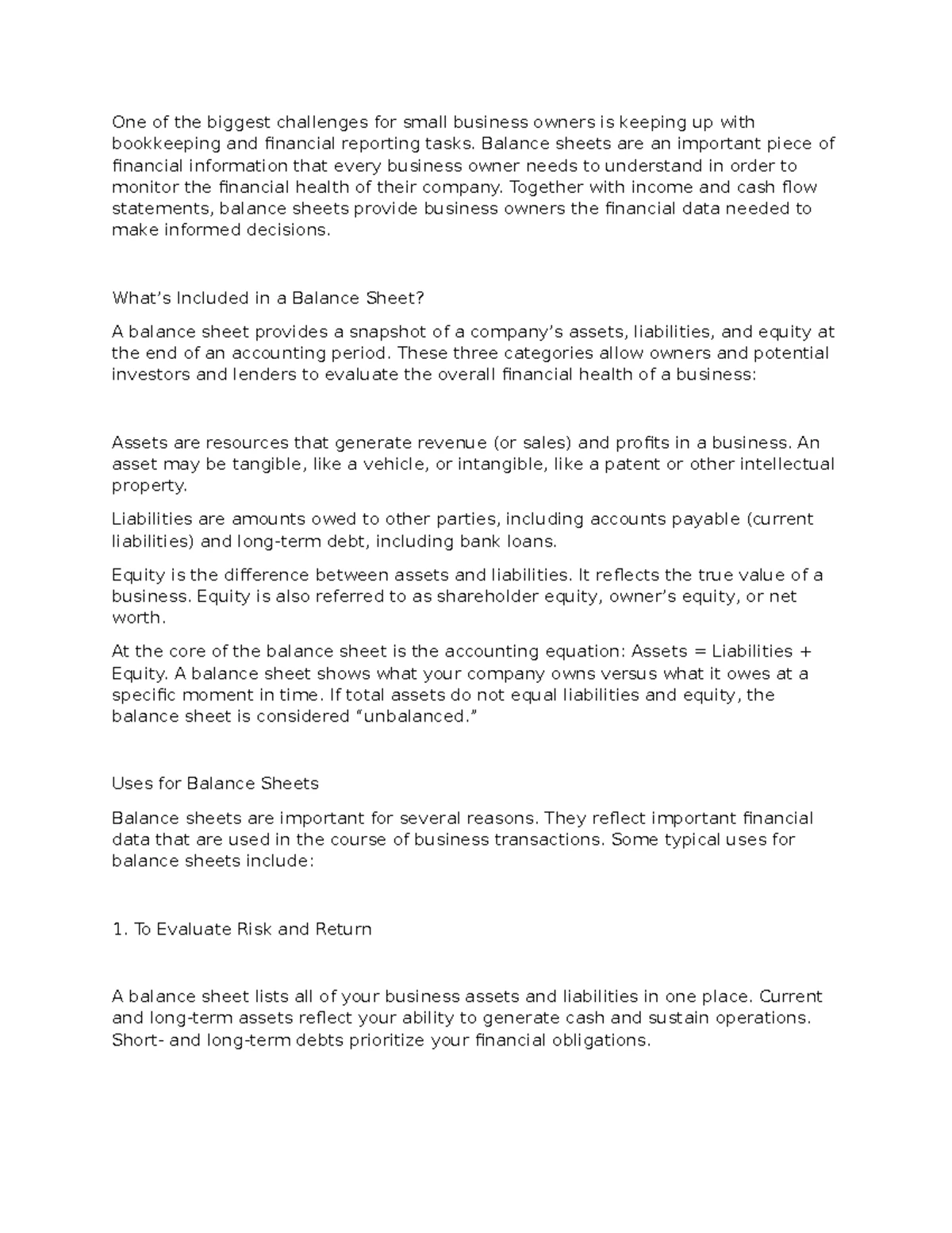 Balance Sheet - Importance, Examples, Components & Features - One of ...