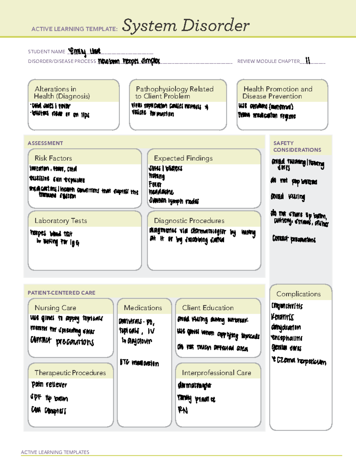 ACTIVE LEARNING TEMPLATE: Maternity Alterations in Health Notes - Studocu