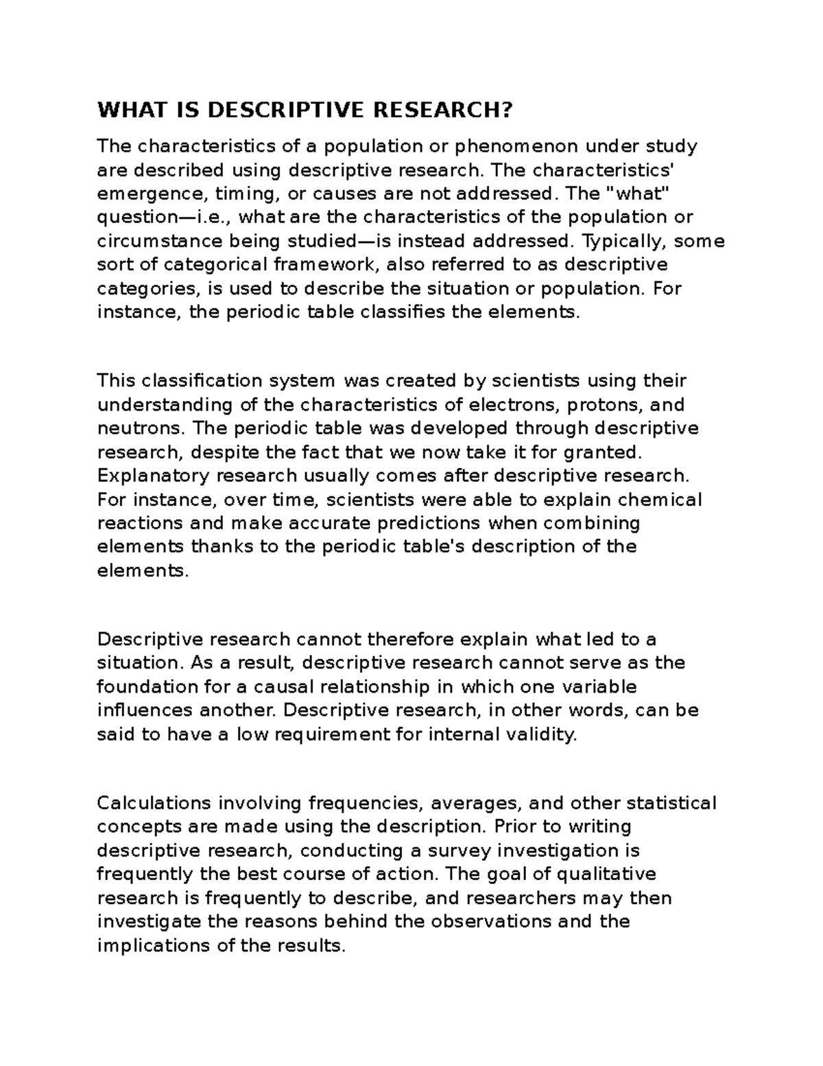 Understanding Descriptive Research in Social Science Context - Studocu