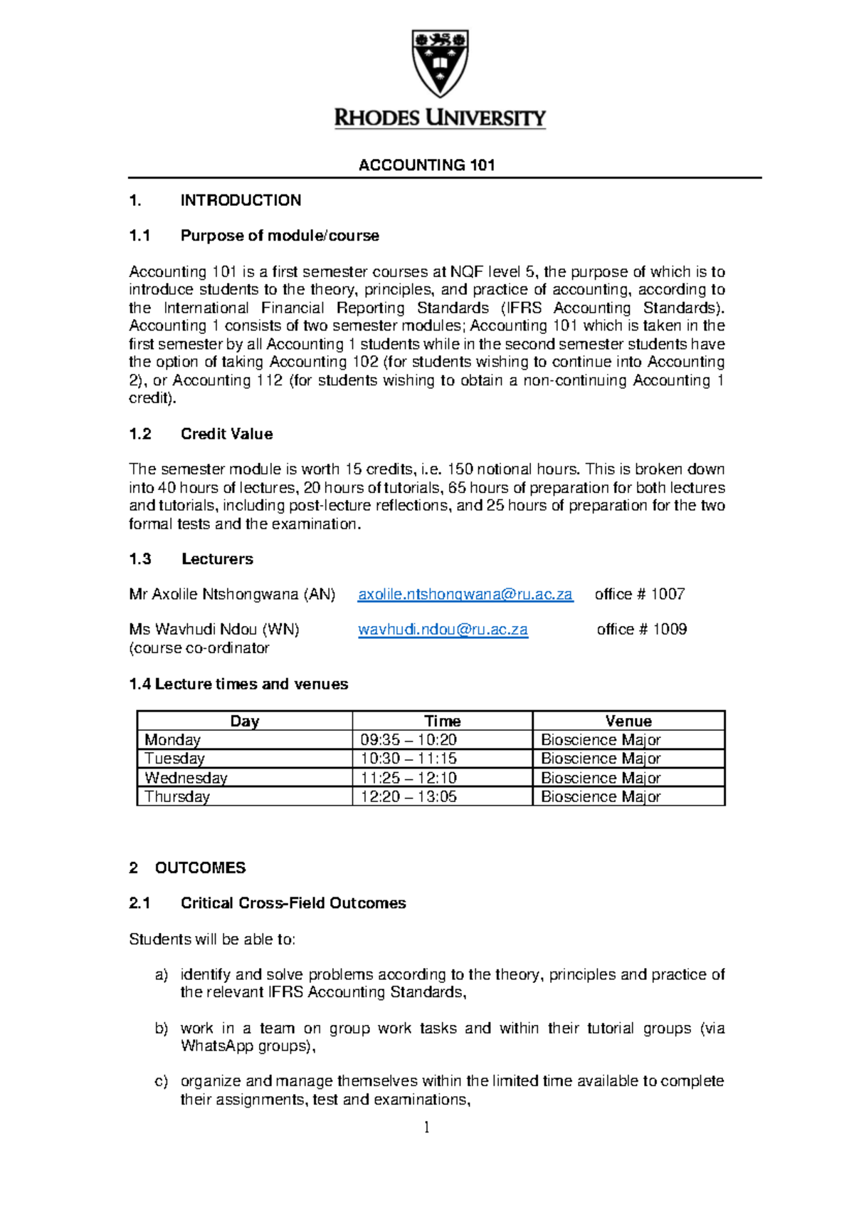 ACCOUNTING 101 Course Outline for 2025: Key Concepts & Assessments ...