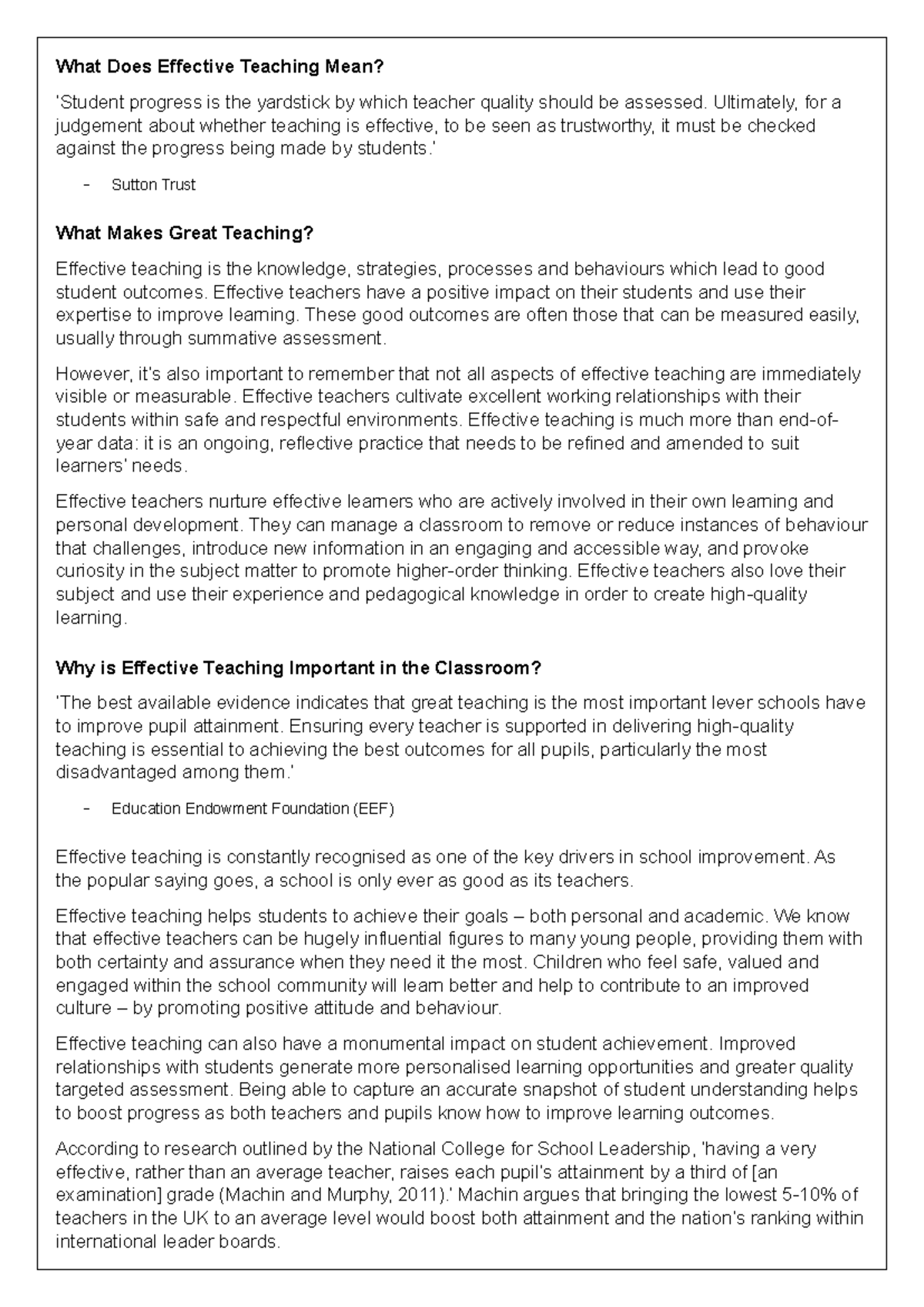 Effective Teaching: Key Characteristics and Impact on Student Success ...