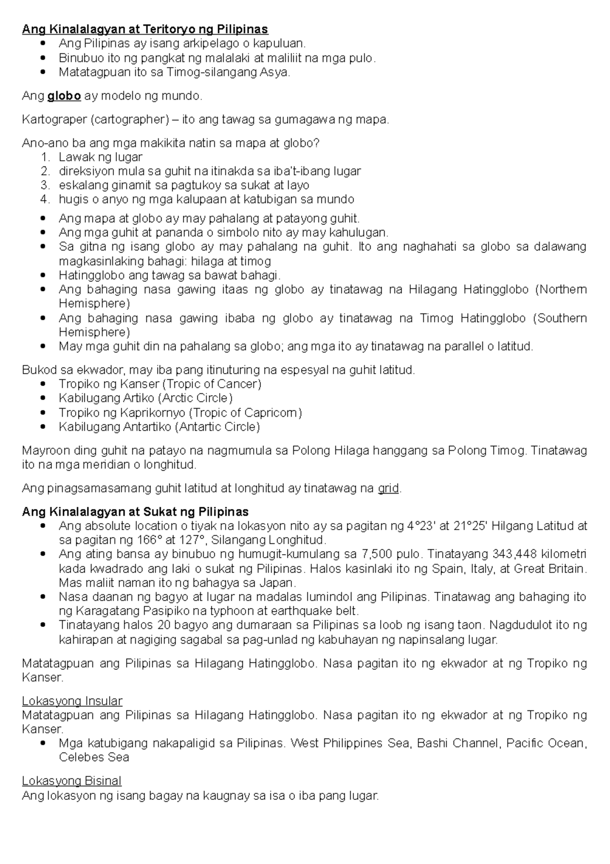Pagsusuri sa Kinalalagyan at Teritoryo ng Pilipinas: Isang Pag-aaral ...