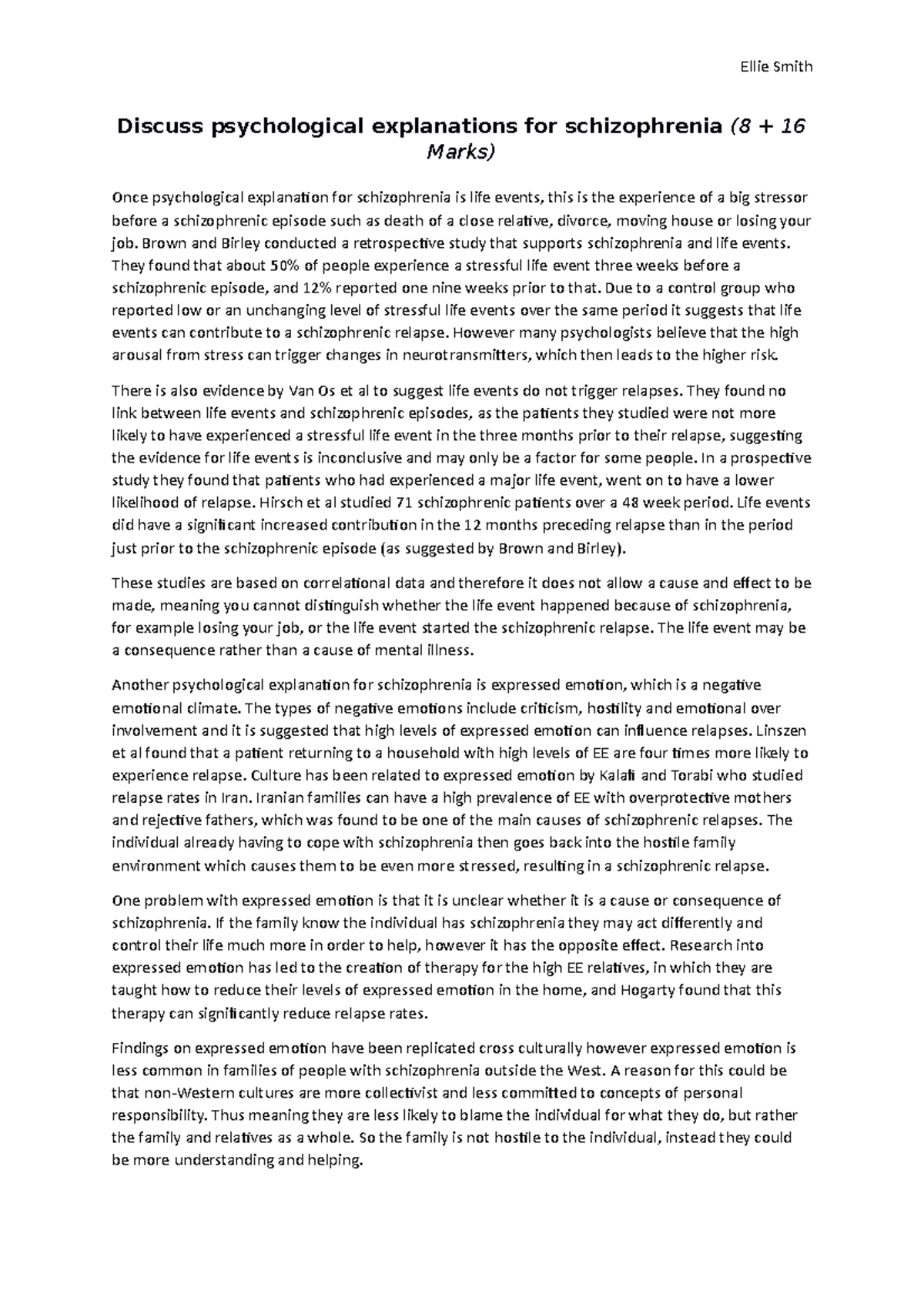 Psychological Explanations of Schizophrenia: Insights and Evidence ...