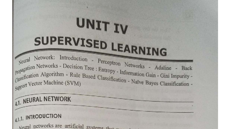 AIML 4: Supervised Learning - Neural Networks & Decision Trees - Studocu