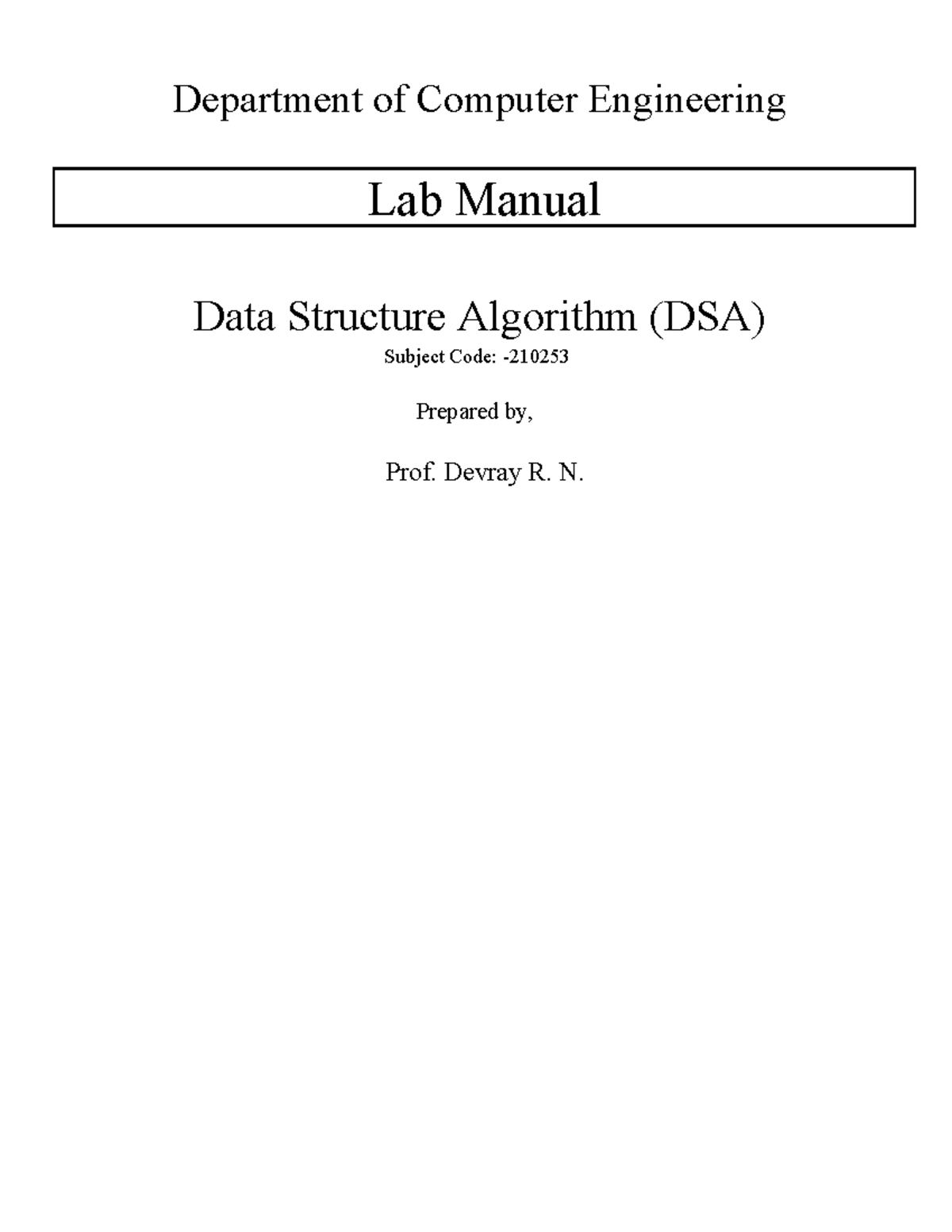 DSA Lab Manual (210253): Data Structures & Algorithms Guide - Studocu