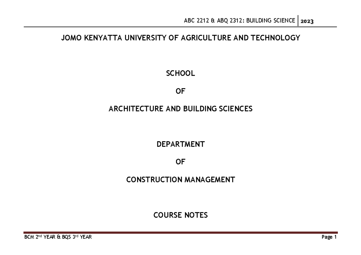 Building Science ABC 2212: Thermal Properties and Performance Notes ...