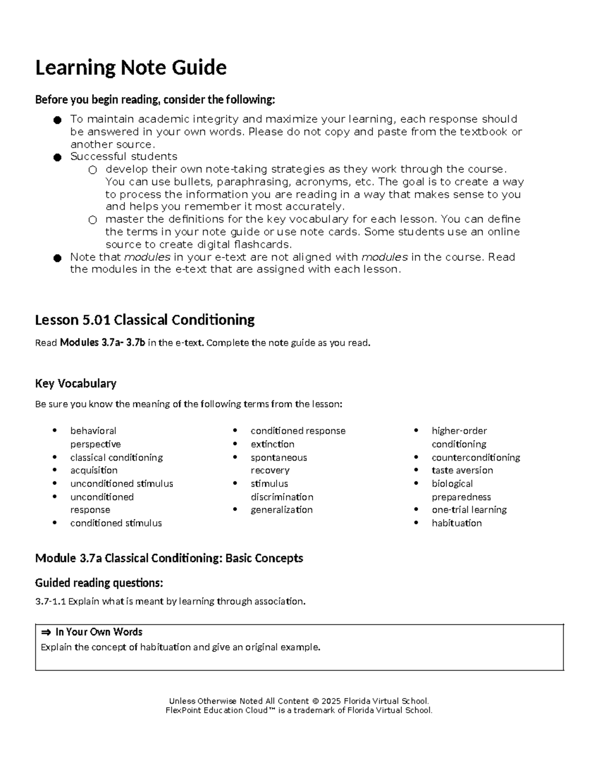 Learning Note Guide for AP Psychology: Classical & Operant Conditioning ...