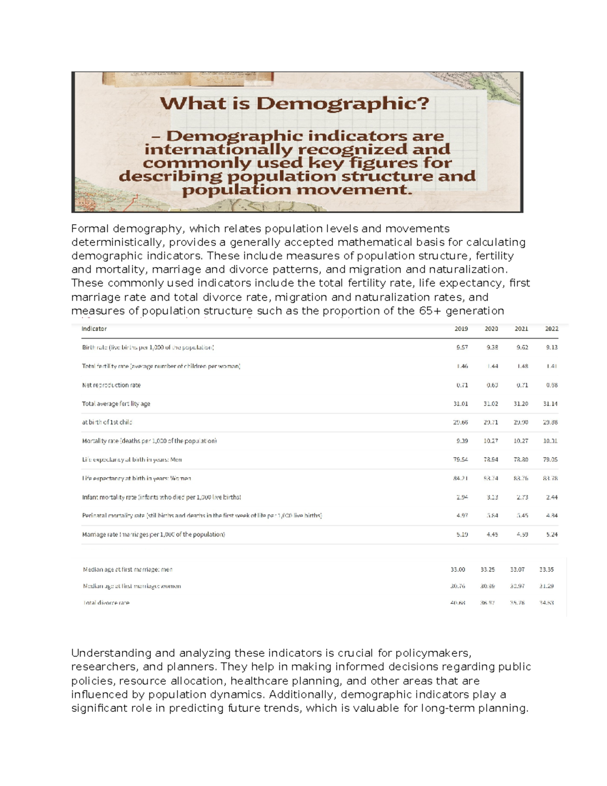 Human Geography: Understanding Demographic Indicators and Their Impact ...