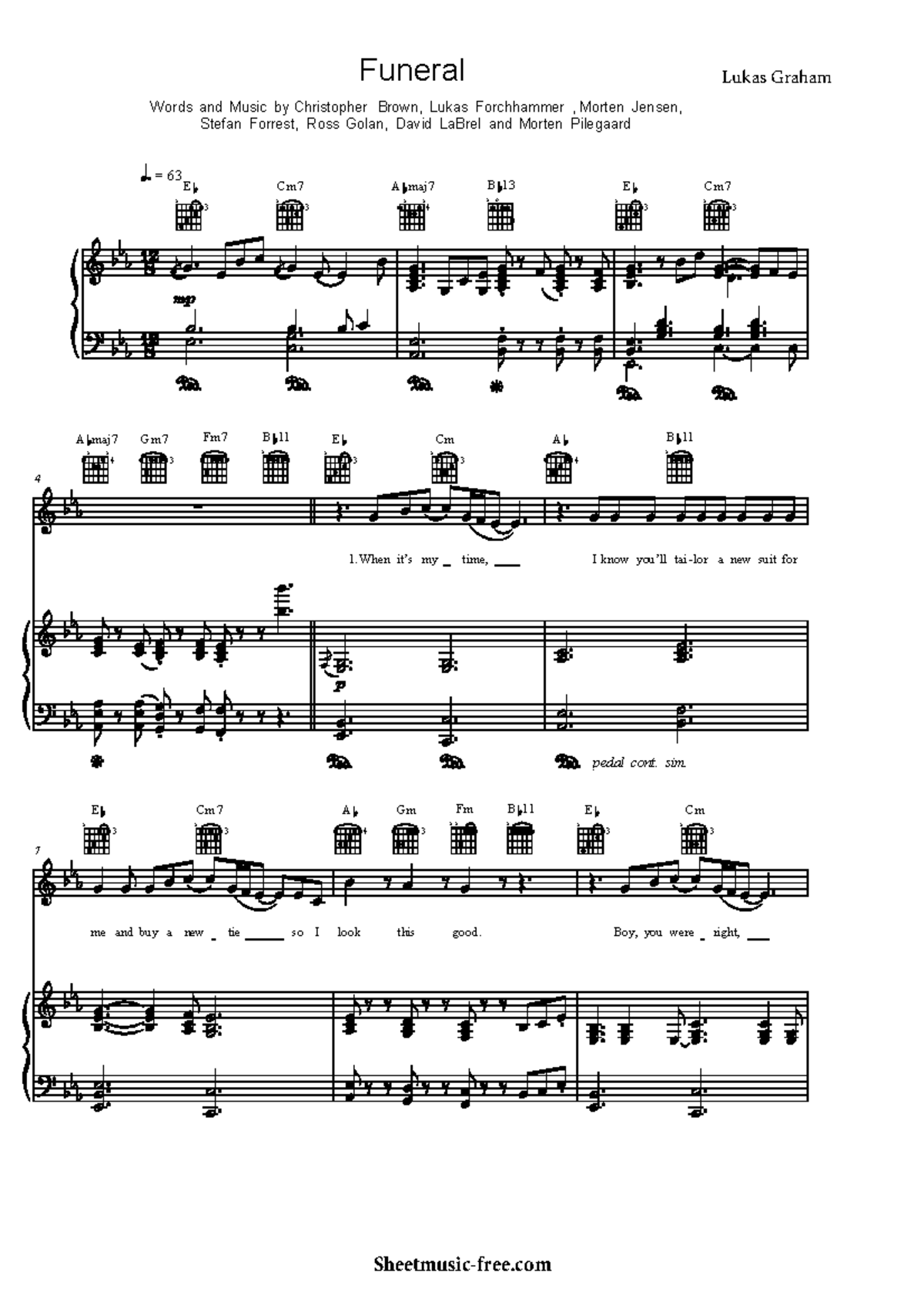 Funeral Sheet Music for "7 Years" by Lukas Graham - Studocu