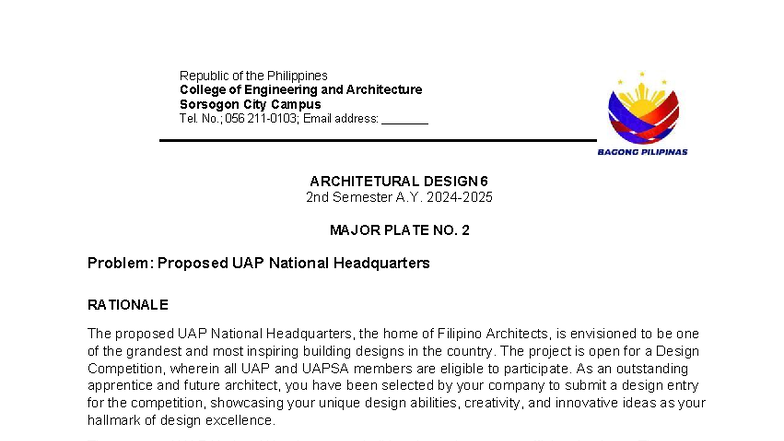 ARCHITECTURAL DESIGN 6: UAP National Headquarters Proposal - Studocu