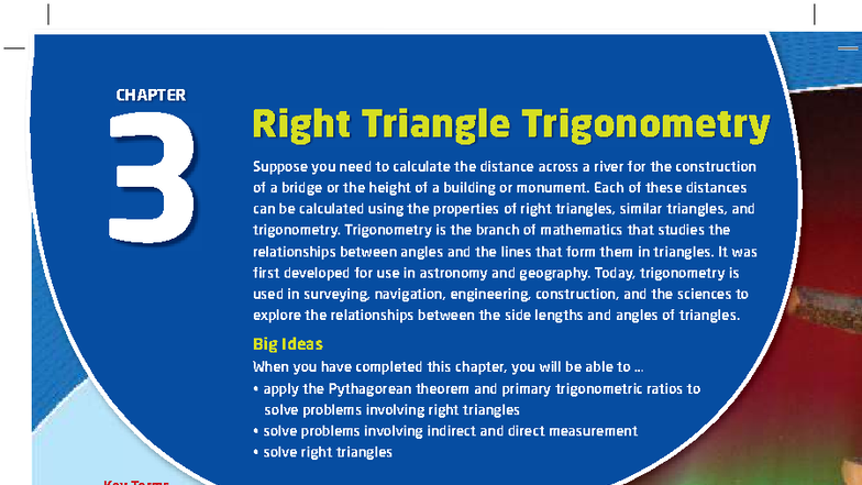 CHAPTER 3 Right Triangle Trigonometry: Key Concepts and Applications ...