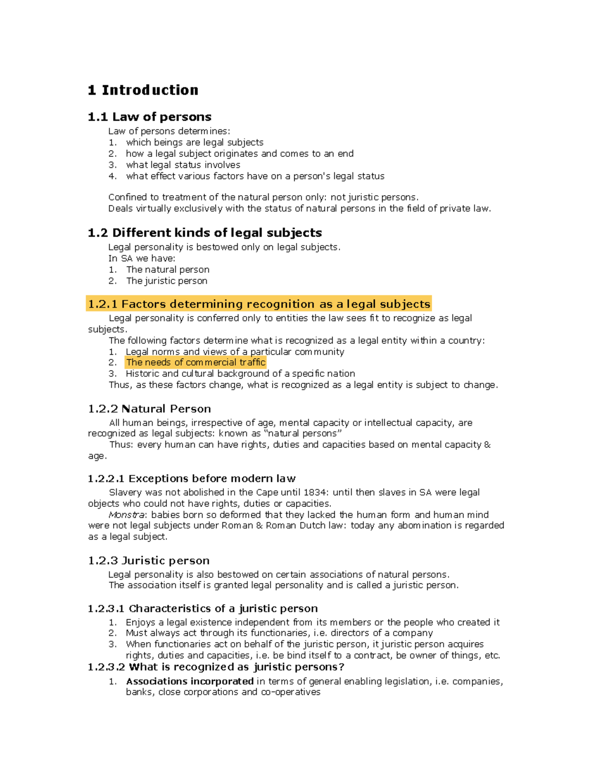 Law of Persons in a Nutshell: Key Concepts and Legal Status (LAW101 ...