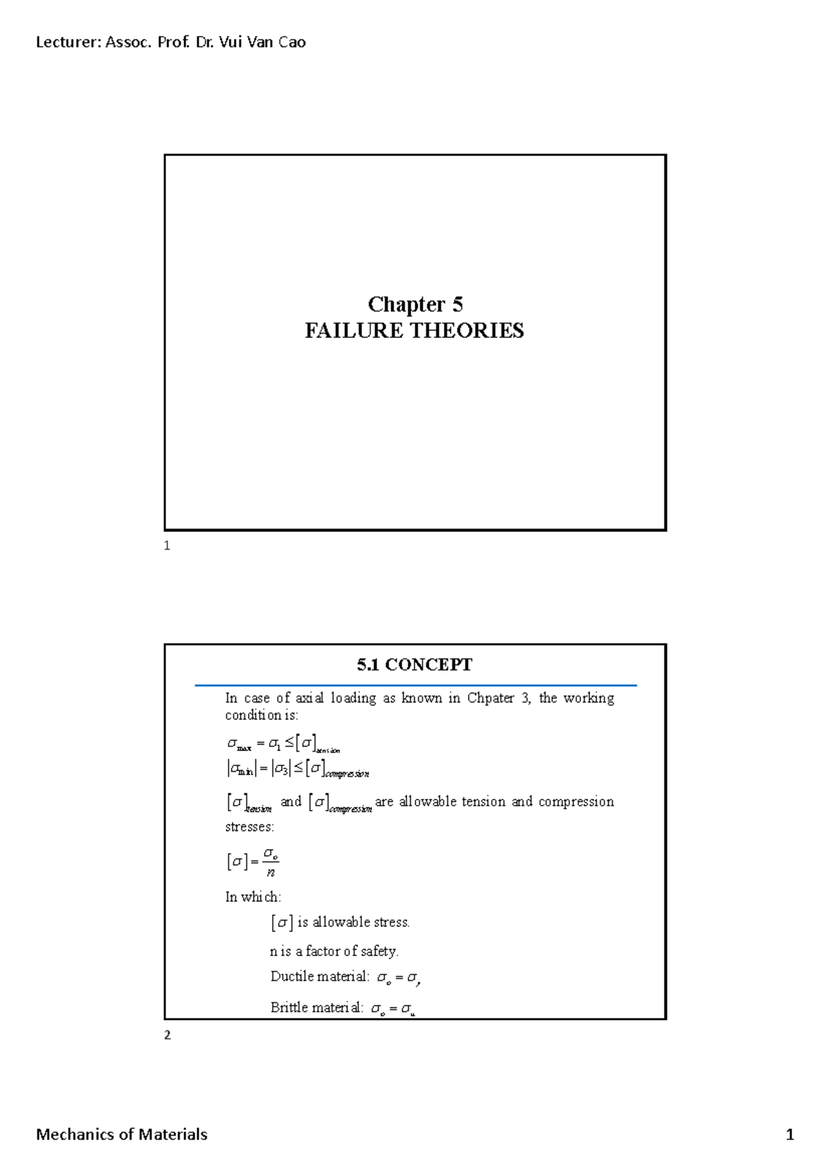 Chapter 5: Failure Theories in Mechanics of Materials (ME 101) - Studocu