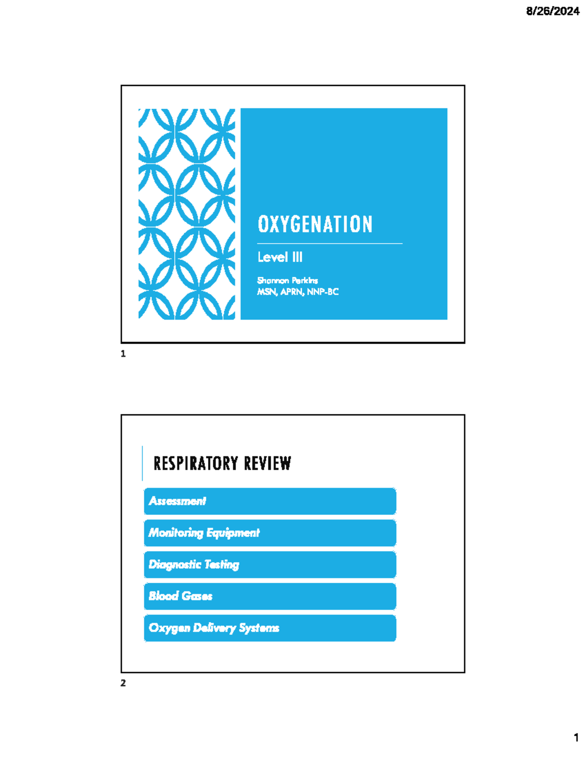 Oxygenation Overview - Study Guide for Course Code 101 - Studocu