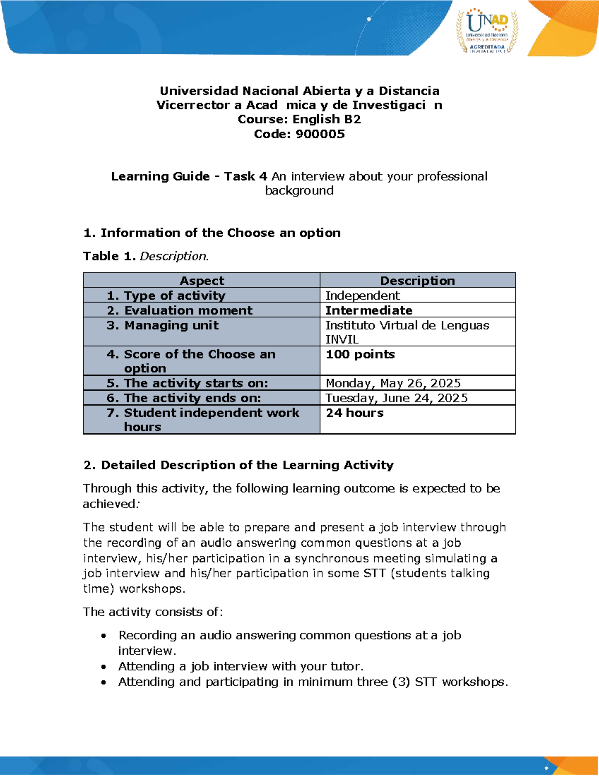 Learning Guide Task 4: Job Interview Preparation - English B2 - Studocu