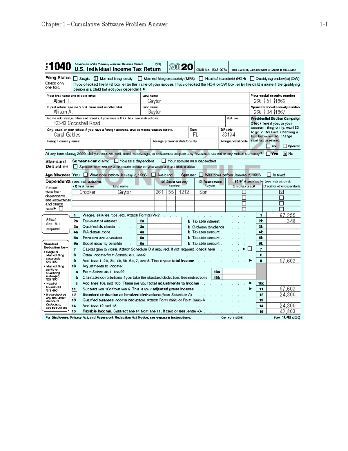 Gaytor-C01-v2 - Tax Form 1040 Comprehensive Problem Solutions - Studocu
