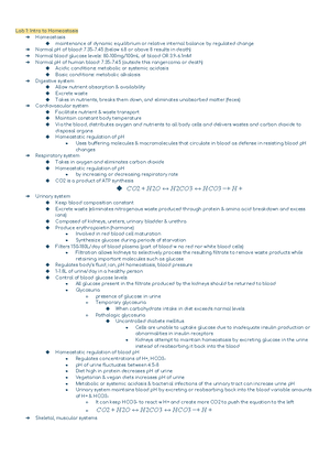 Lab 1 Homeostasis - Lab 1 of Bio II. - BZE - Lab 1 Introduction to ...